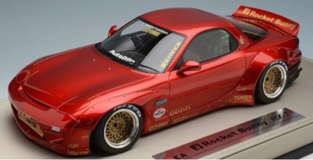(Brand New) 1/18 Rocket Bunny RX-7 FD3S Candy Red 6666 Wheels Ltd. Ed ...