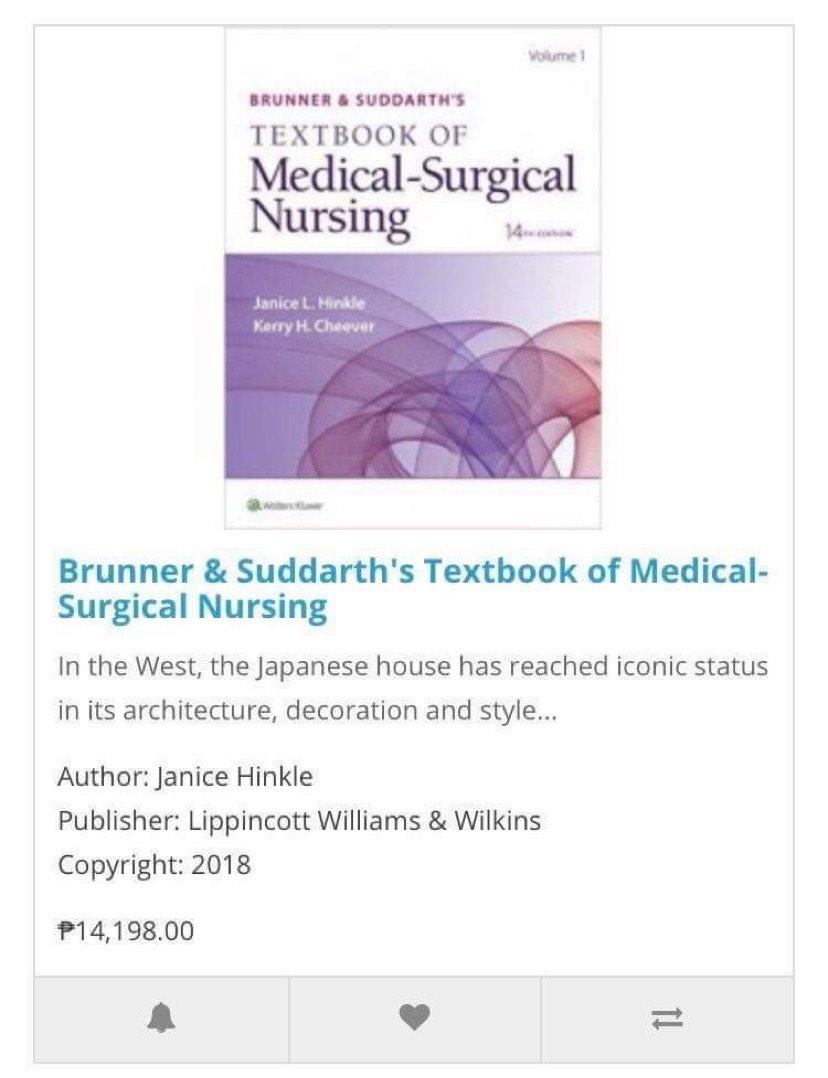 Brunner & Suddarth’s Textbook of Medical-Surgical Nursing 14th edition, Hobbies & Toys, Books ...