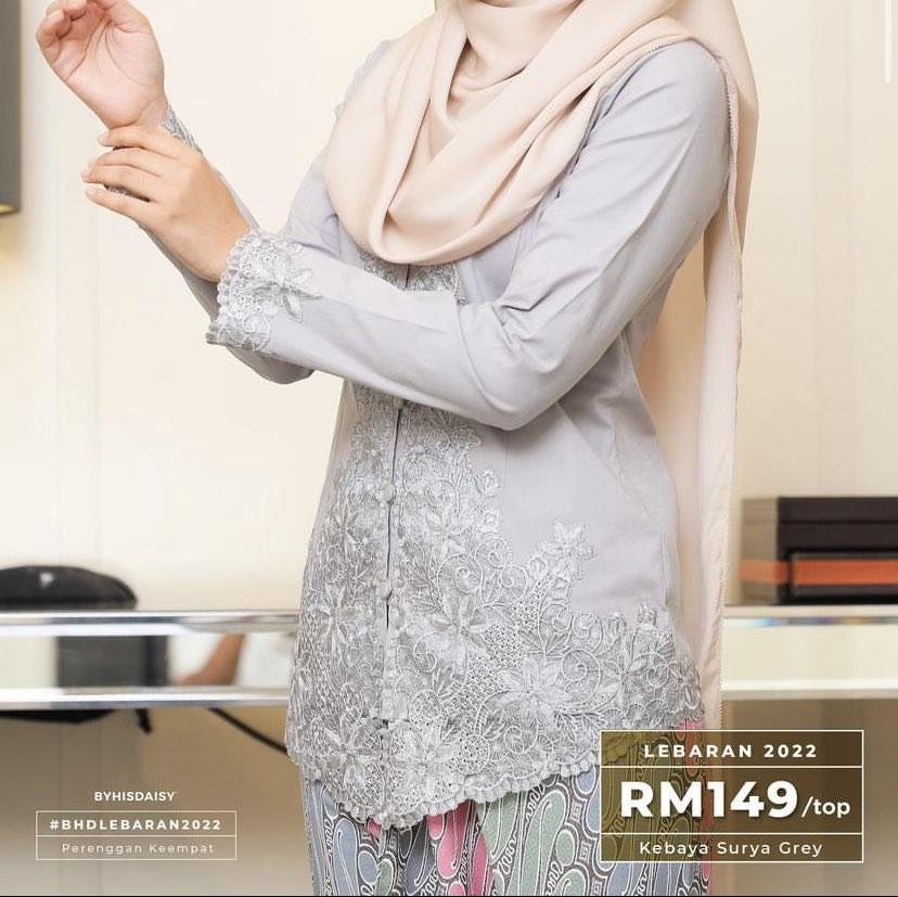 BYHISDAISY KEBAYA SURYA GREY, Women's Fashion, Muslimah Fashion, Baju ...
