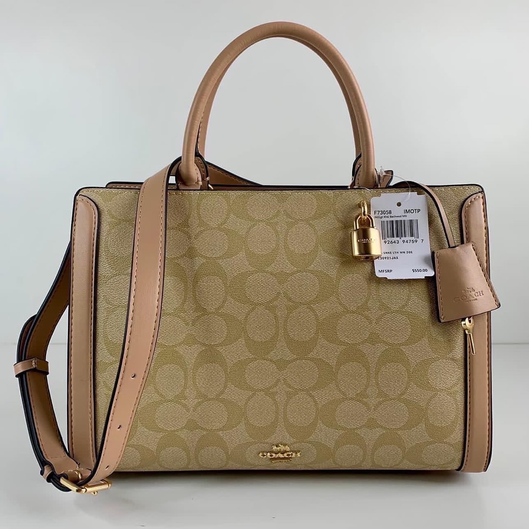 Coach Zoe Carryall in Signature (khaki), Women's Fashion, Bags ...