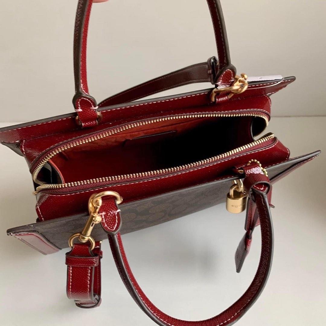 Coach Zoe Carryall in Signature Canvas (maroon), Women's Fashion, Bags ...