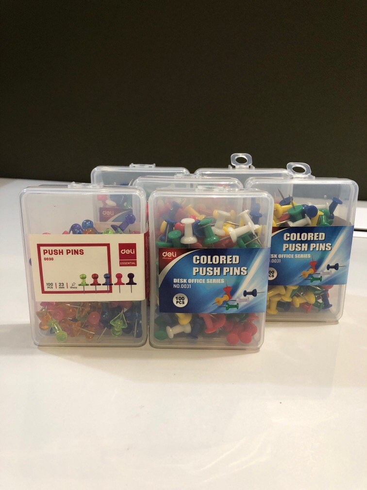 Deli coloured Push Pins, Hobbies & Toys, Stationery & Craft, Stationery ...