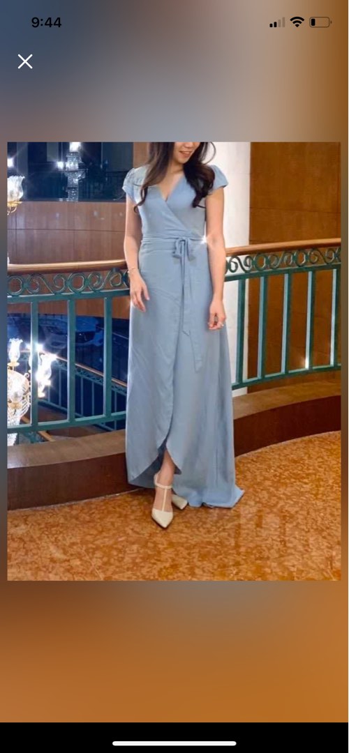 Doublewoot Blue flowwy wrap dress, Women's Fashion, Dresses & Sets ...