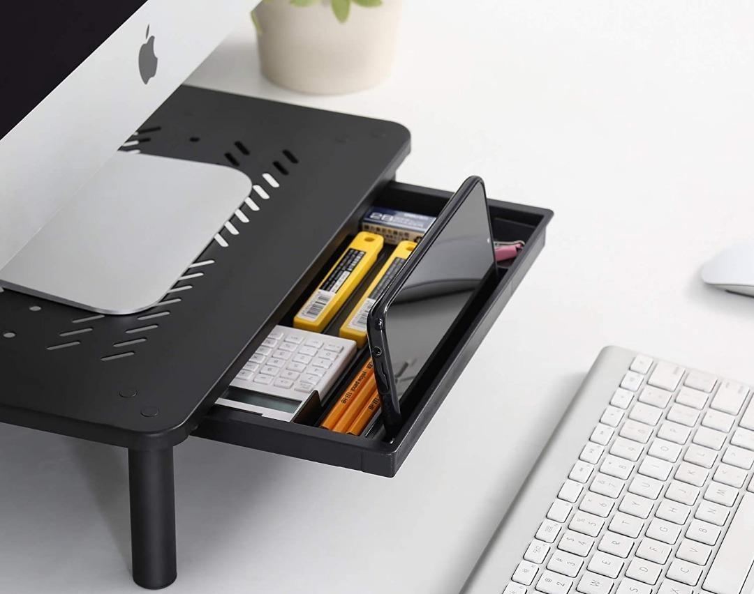 FITUEYES Monitor Stand with Drawer - Adjustable Computer Monitor Riser ...
