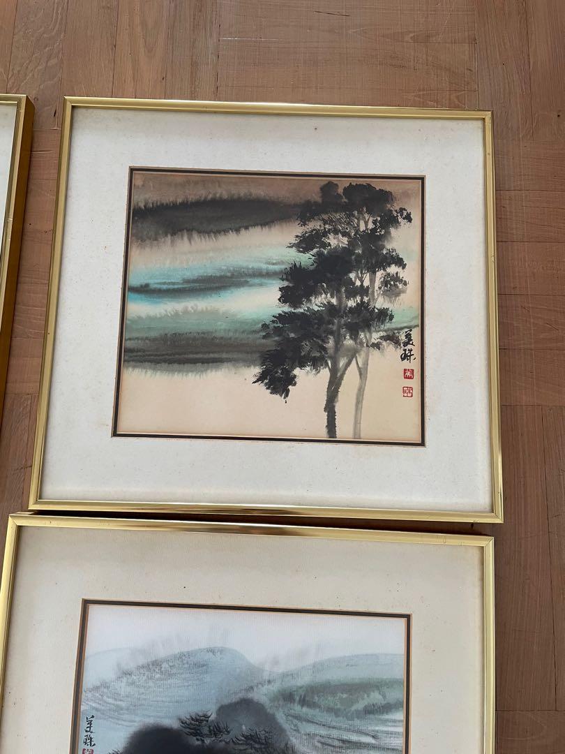 Gold frames Chinese painting x 4, Furniture & Home Living, Home Decor ...