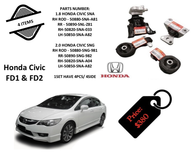 Honda Civic ENGINE MOUNTING FULL SET, Car Accessories, Accessories on ...