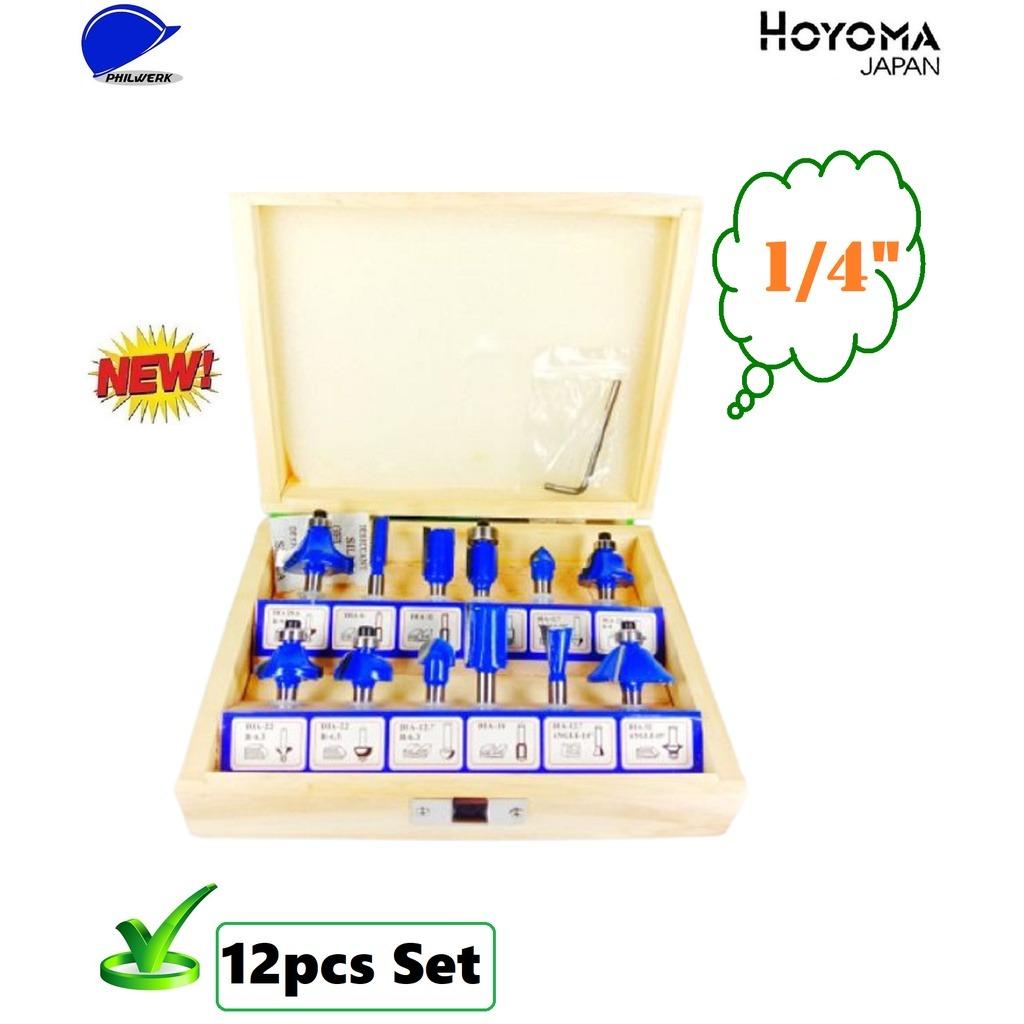 Hoyoma Japan Router Bit Set 1/4 12pcs (H-RB01), Commercial & Industrial ...