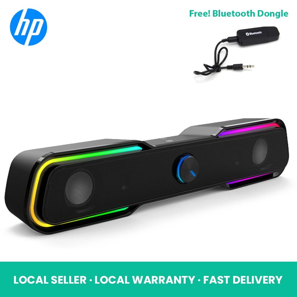 HP USB Sound Bar Multimedia Speakers Stereo Sound RGB Backlight DHE ...