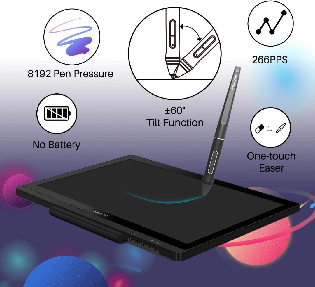HUION KAMVAS 20 Drawing Pen Display Graphics Monitor Tilt Function ...