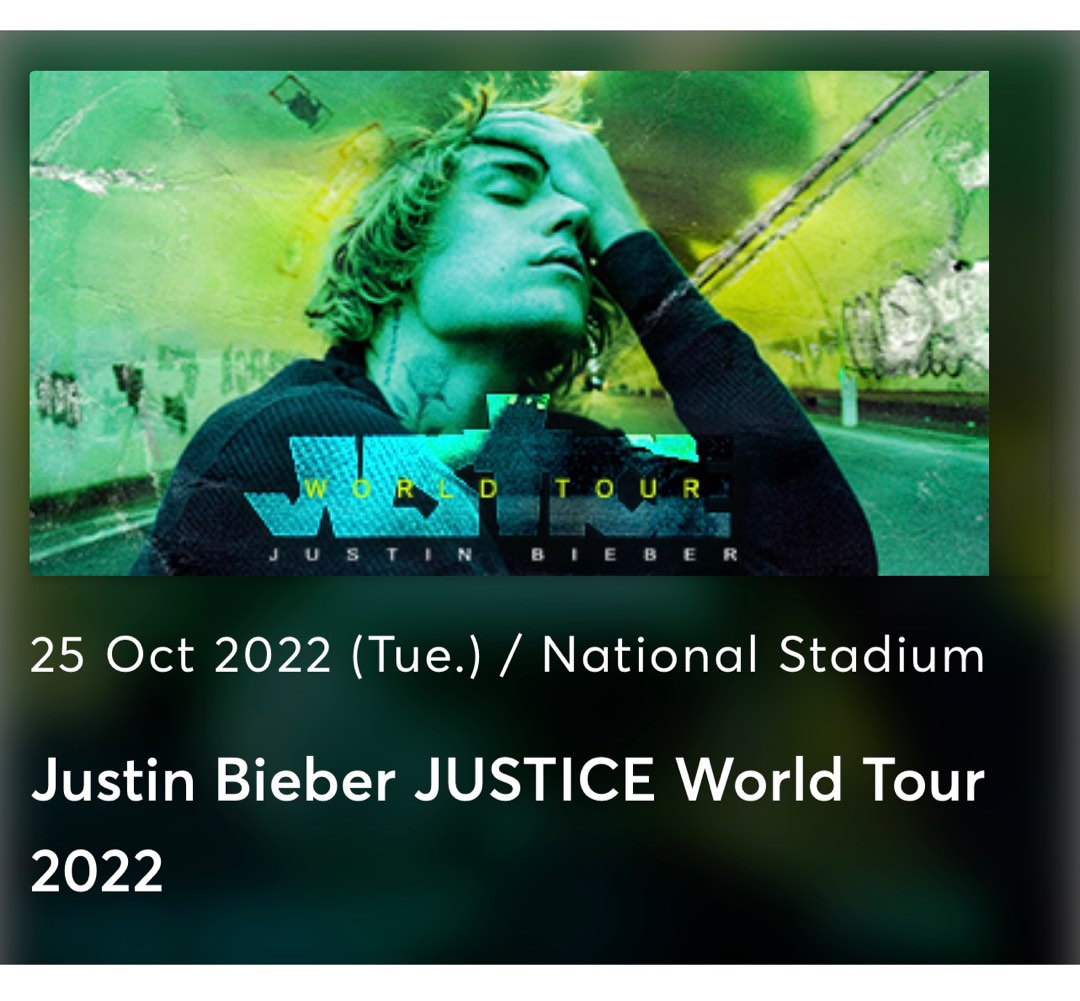 Justin Bieber Justice World Tour, Tickets & Vouchers, Event Tickets on ...