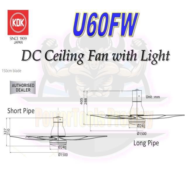 KDK U60FW CEILING FAN WITH REMOTE CONTROL AND LED LIGHT/ 60 INCHES ...