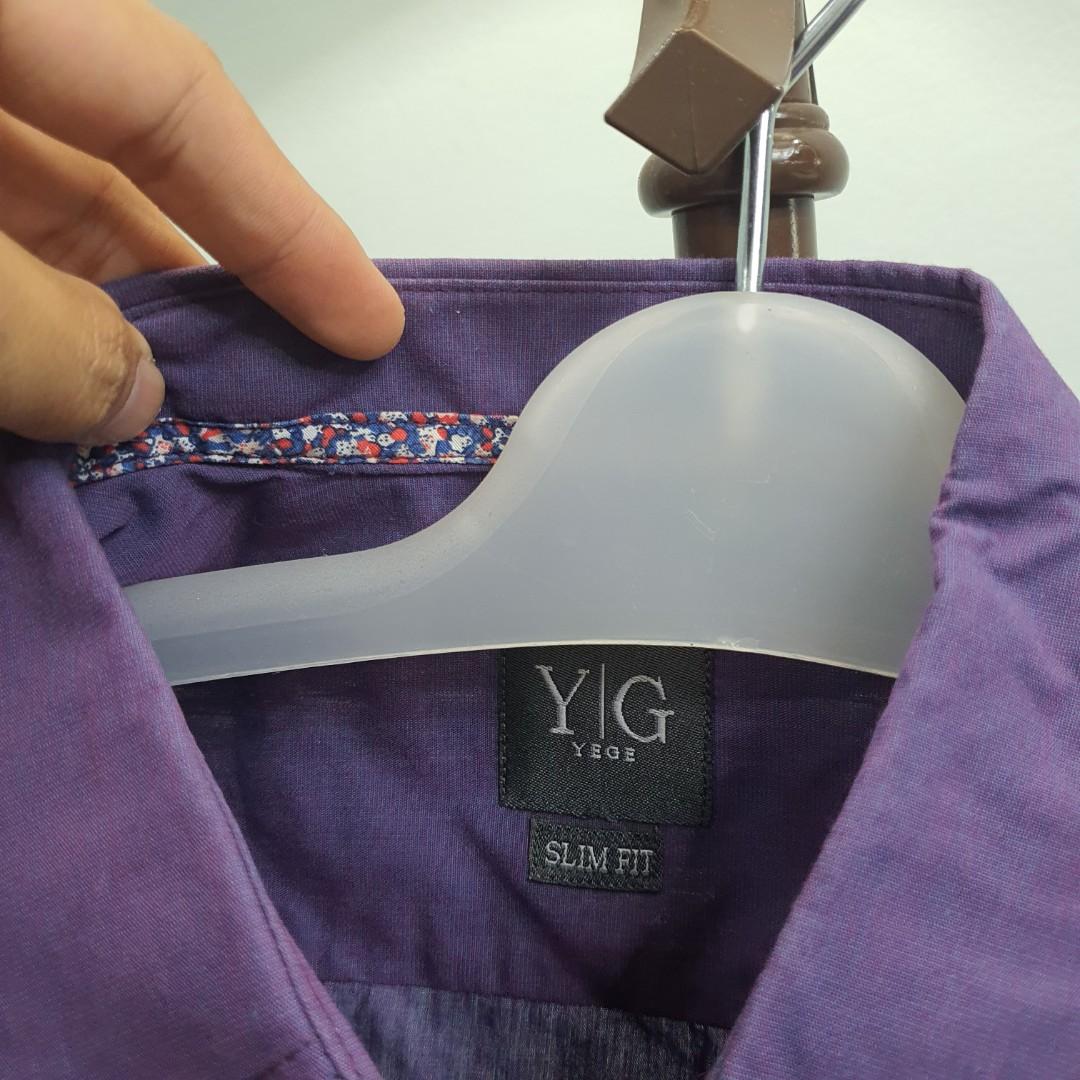 Kemeja Kerja Kantor Slimfit Yege Flower Motif, Fesyen Pria, Pakaian ...