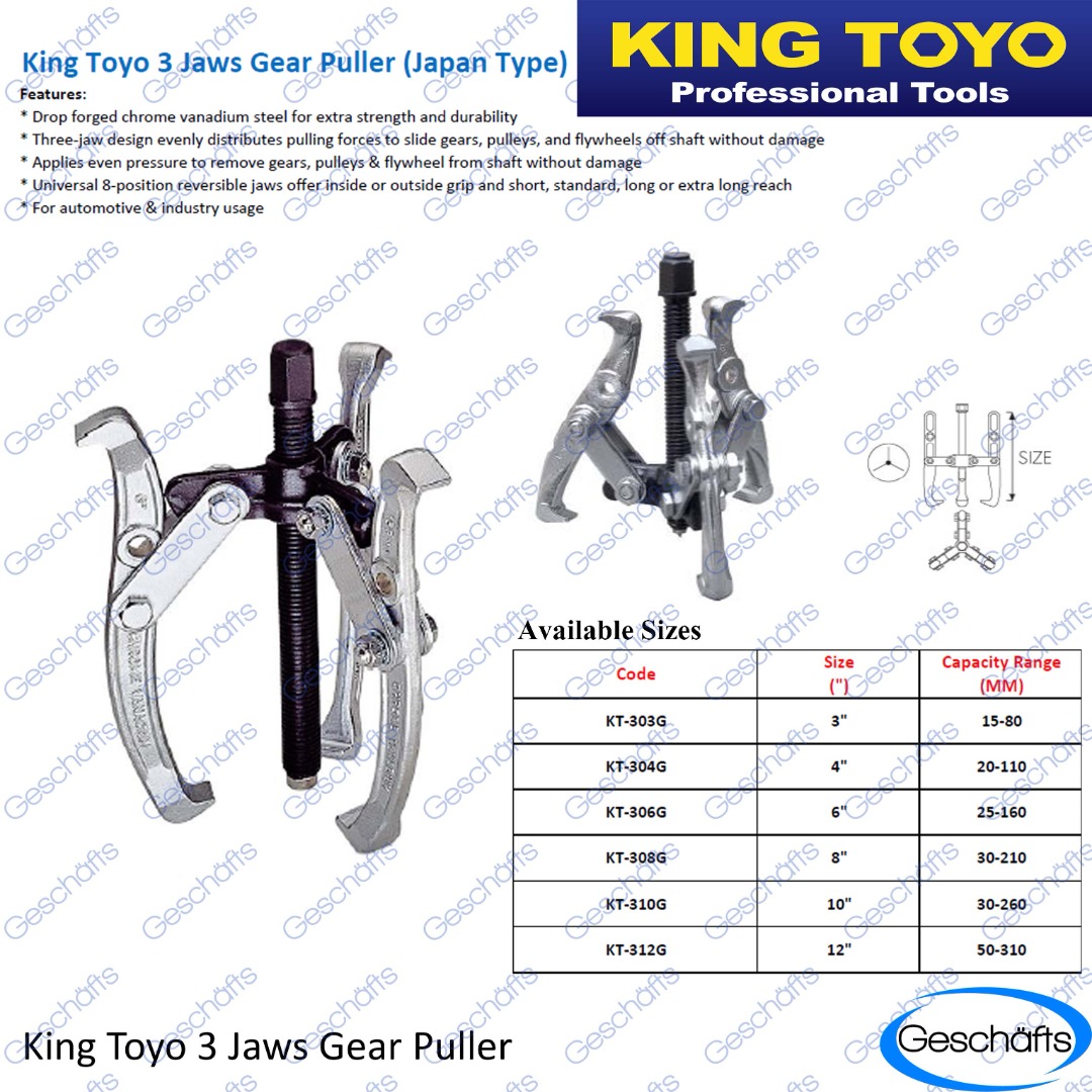 King Toyo 3 Jaws Gear Puller, Furniture & Home Living, Home Improvement & Organisation, Home ...