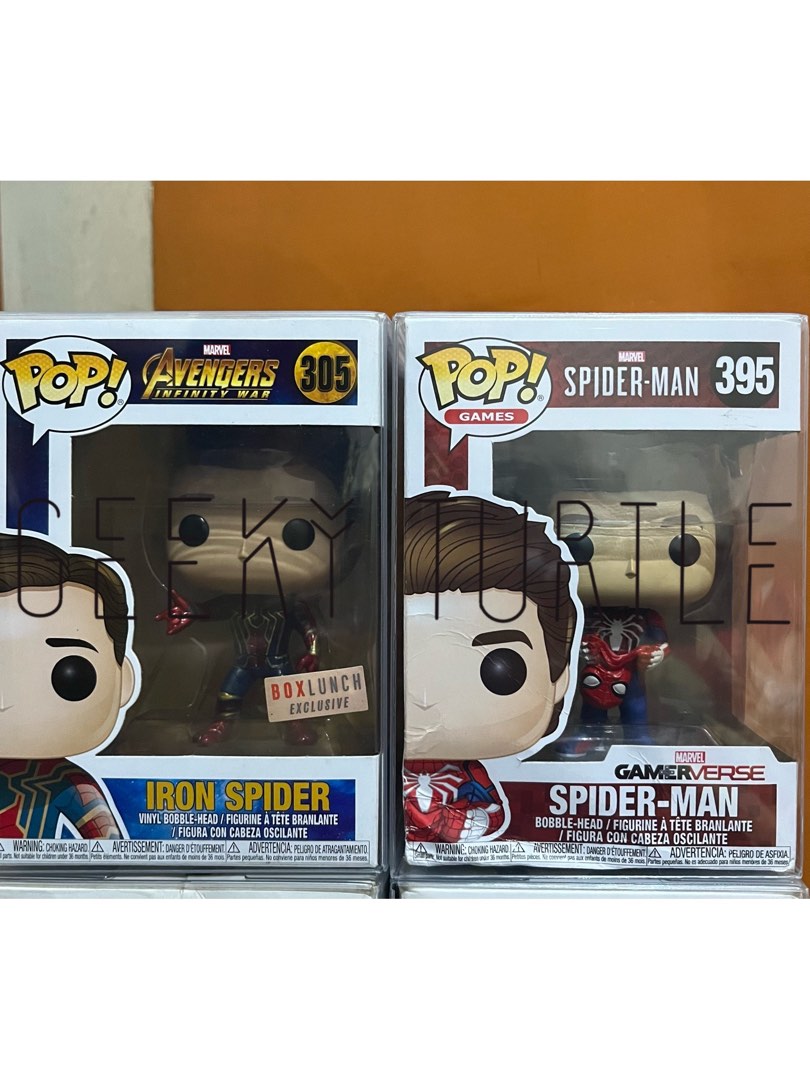 Marvel Funko Pop - Spider-man Unmasked (Iron Spider #305, Spider-man ...
