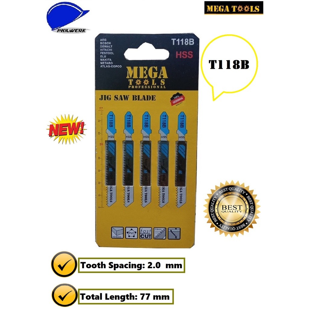 Mega Tools Jig Saw Blade T118B, Commercial & Industrial, Construction Tools & Equipment on Carousell