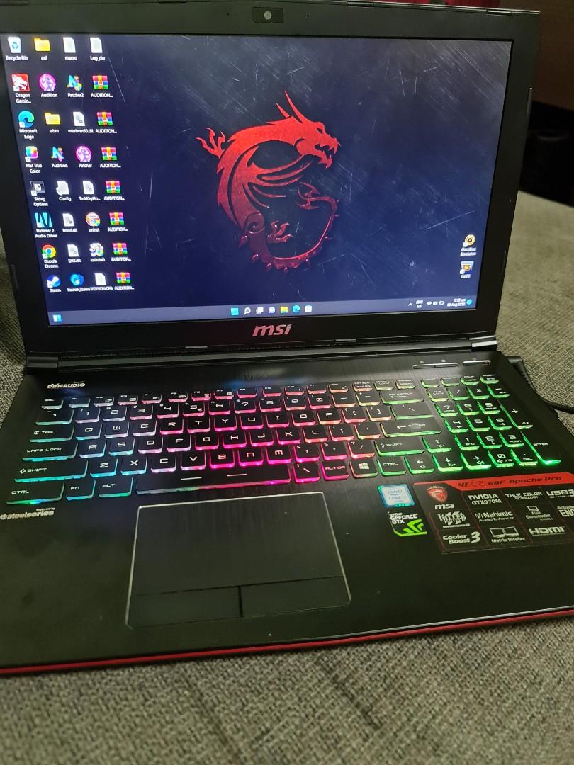 MSI Gaming Laptop GE62 6QF Apache Pro i7-6700HQ Processor 16gb ram window 11 ssd 128GB 750HDD ...
