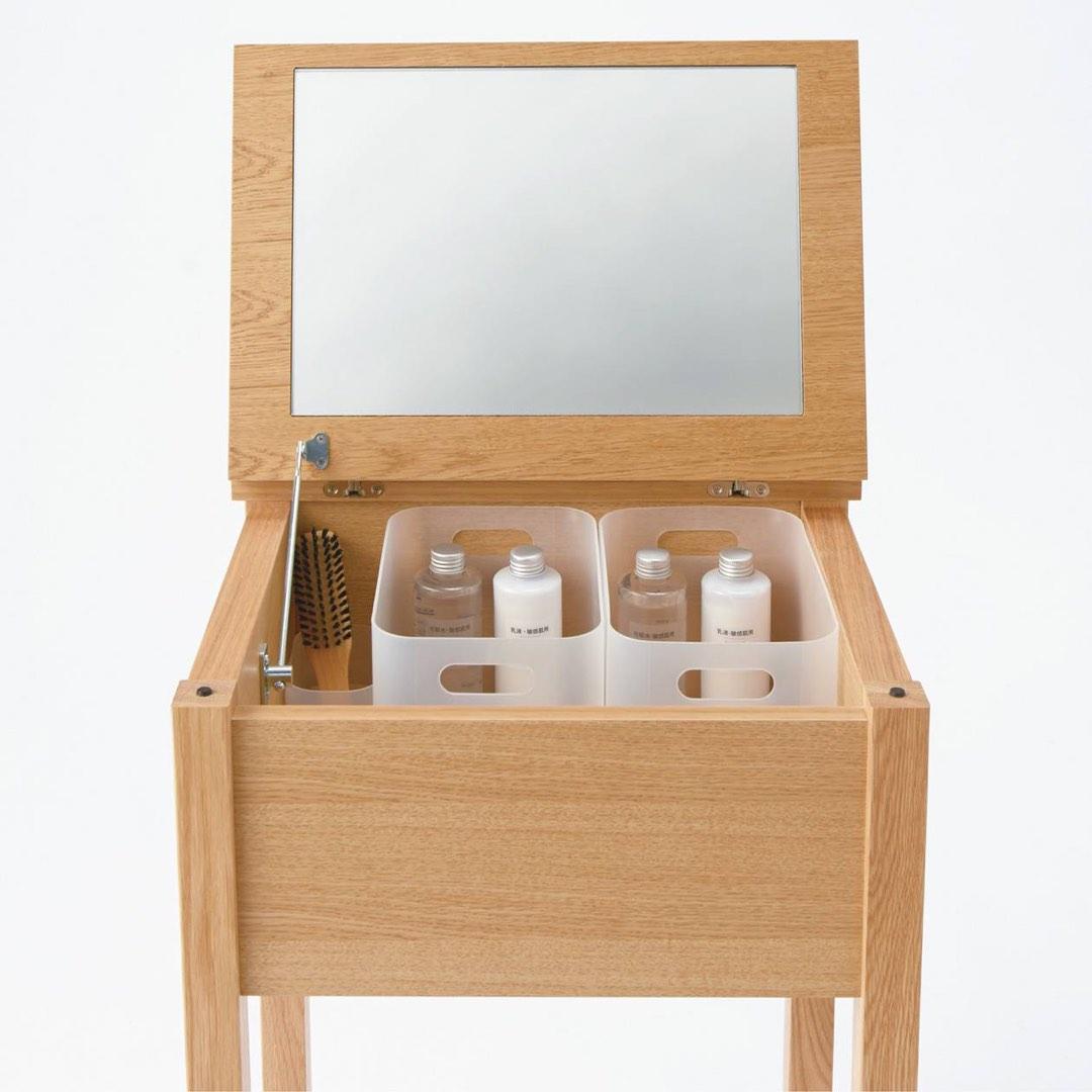 Muji Oak Dressing Table / Dresser / Vanity + Stool, Furniture & Home ...