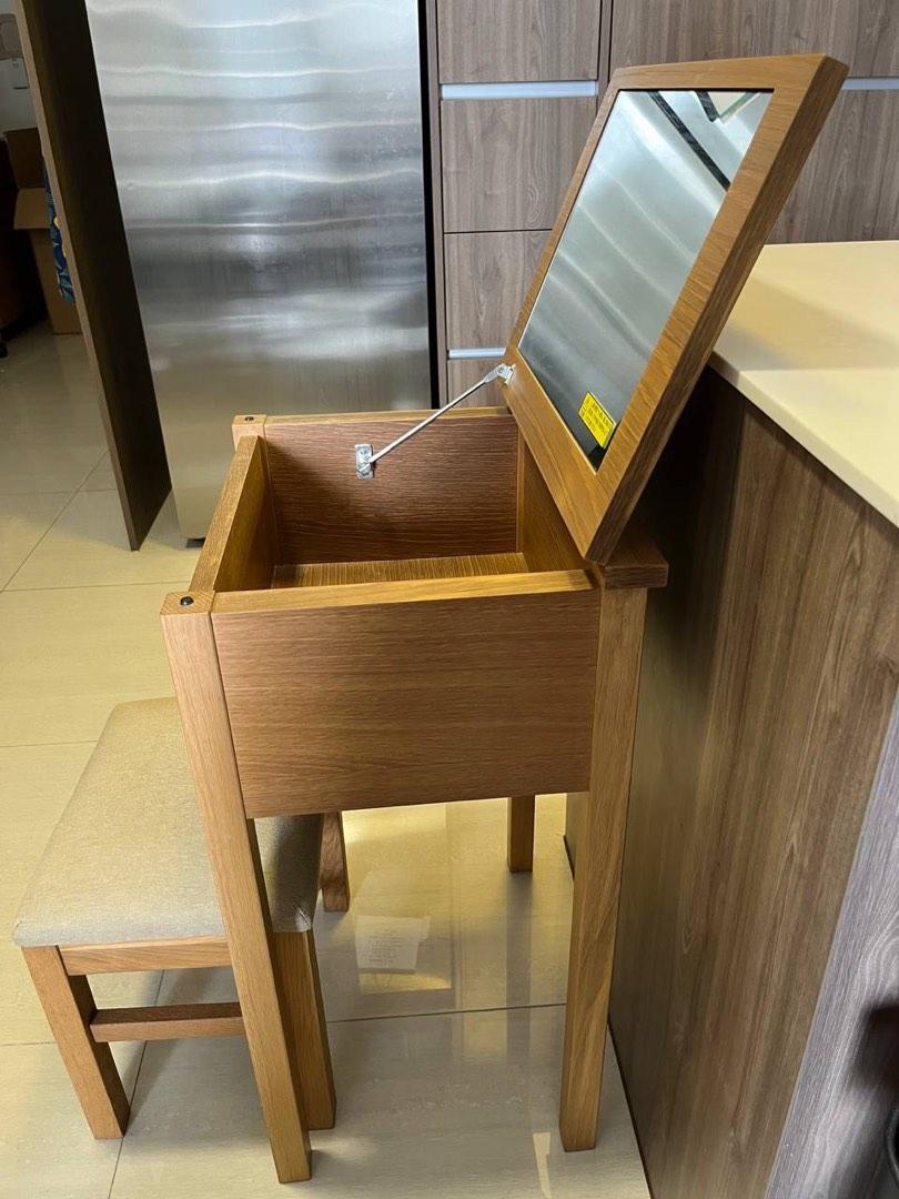 Muji Oak Dressing Table / Dresser / Vanity + Stool, Furniture & Home ...
