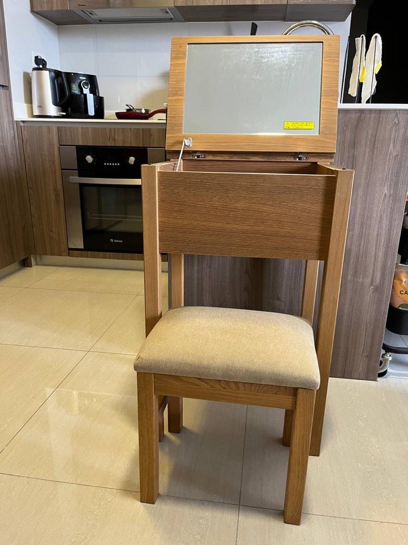 Muji Oak Dressing Table / Dresser / Vanity + Stool, Furniture & Home ...