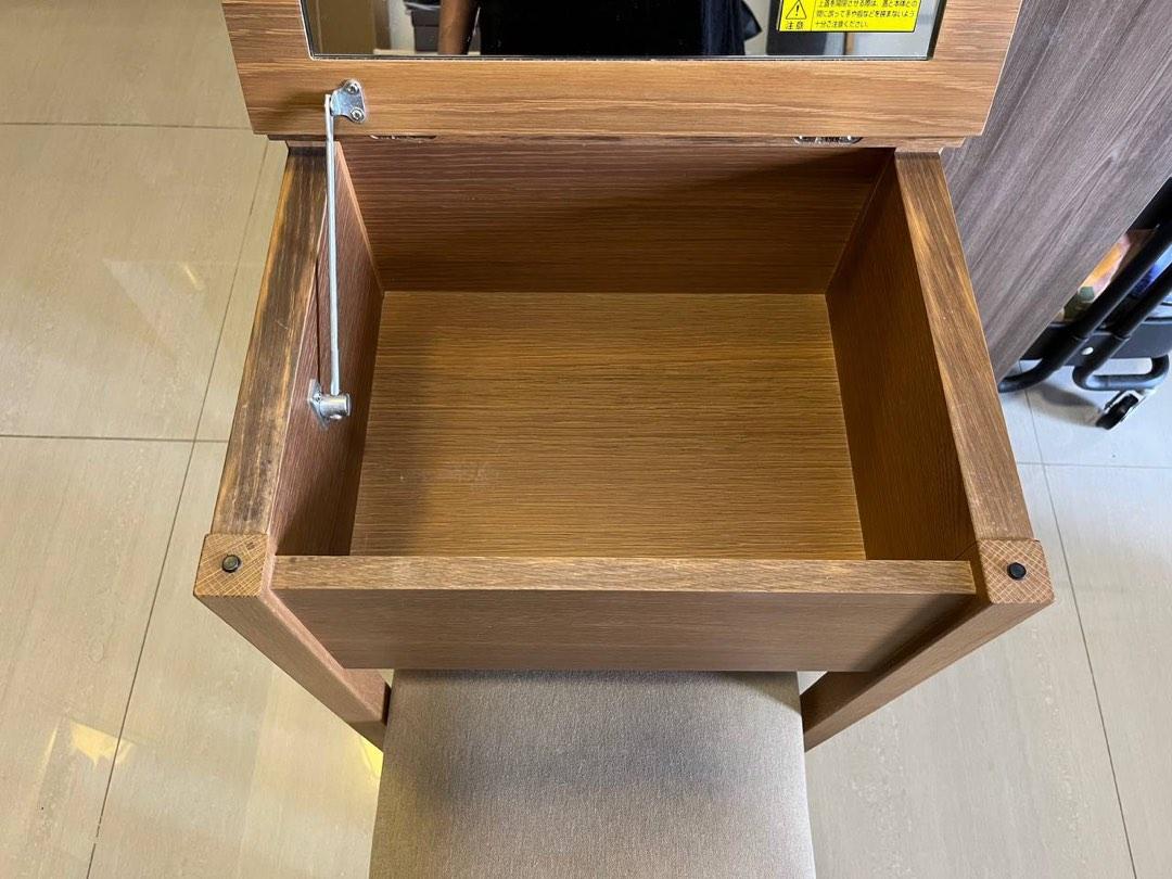 Muji Oak Dressing Table / Dresser / Vanity + Stool, Furniture & Home ...