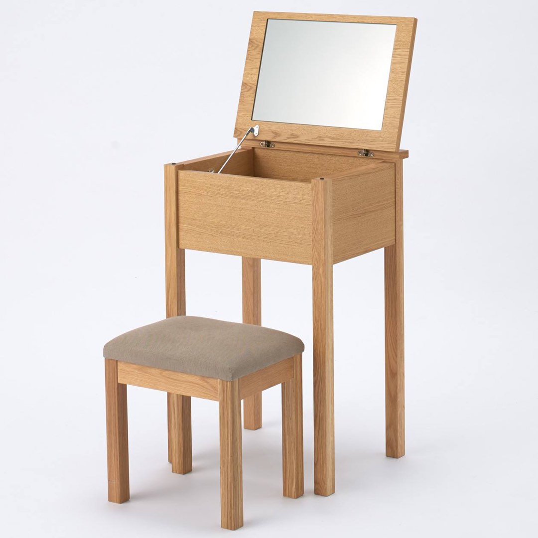 Muji Oak Dressing Table / Dresser / Vanity + Stool, Furniture & Home ...