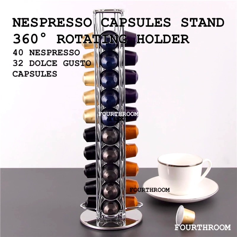 Nespresso Capsules Stand 360° Rotating Steel Holder | for 40pc ...