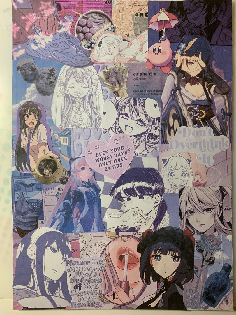 Purple anime collage, 興趣及遊戲, 手作＆自家設計, 文具及工藝 - 畫作及印刷品 - Carousell