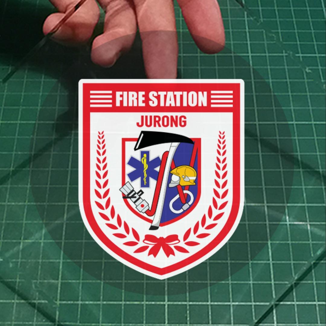 SCDF Jurong Fire Station . Static Cling Car Decals . 11cm diameter ...