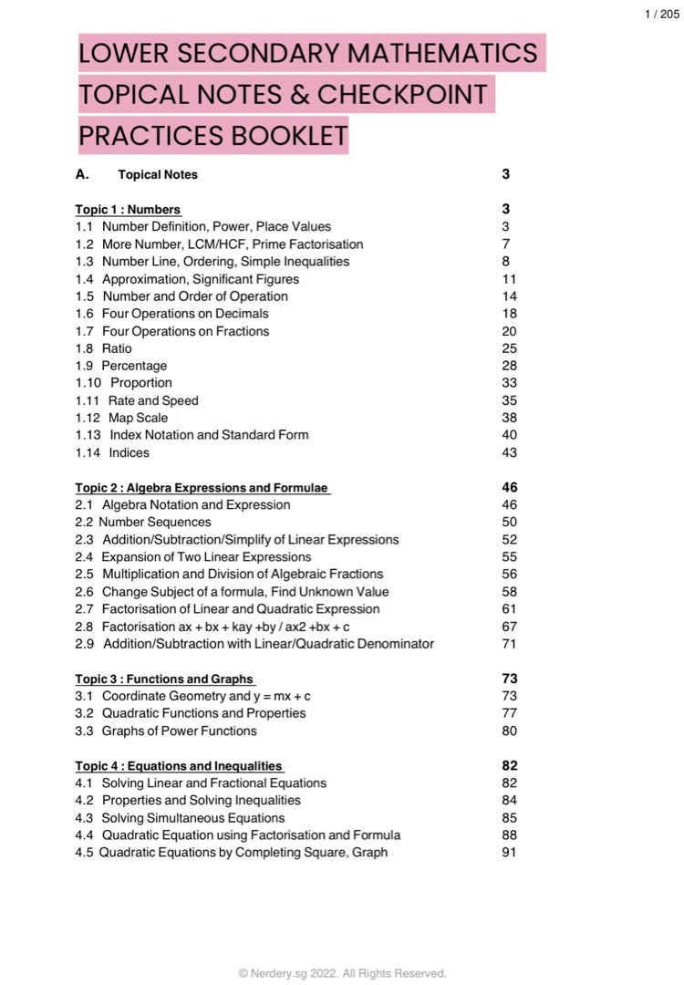 SEC 1 SEC 2 LOWER SECONDARY MATHEMATICS BOOSTER BUNDLE | COMPREHENSIVE ...