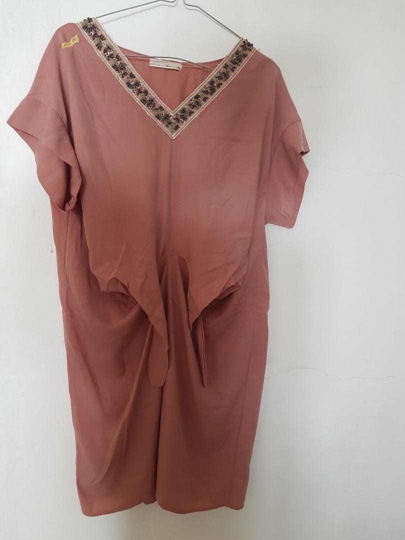 Silent Worth Mini Dress Warna Milo Kerah Payet, Fesyen Wanita, Pakaian ...