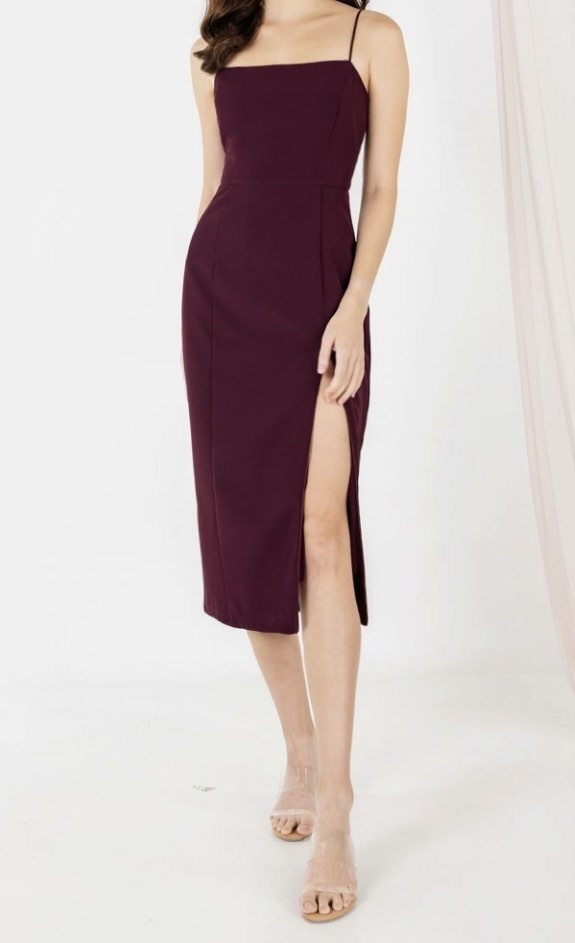 Slit Midi Dress, Women's Fashion, Dresses & Sets, Dresses on Carousell
