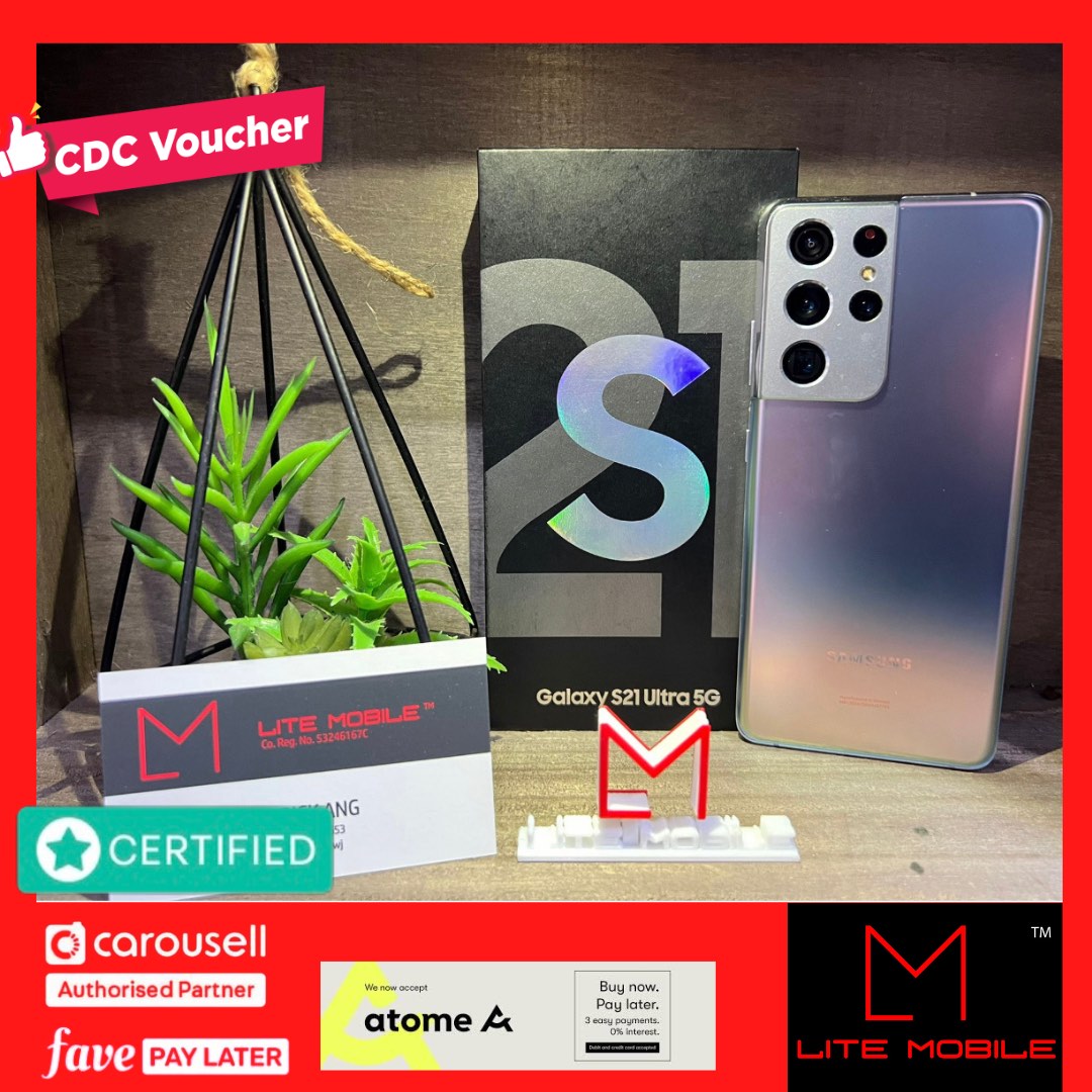 (Snapdragon) Samsung S21 Ultra 5G 128GB | 12GB Ram + 128GB | Phantom Silver | Us Spec ...