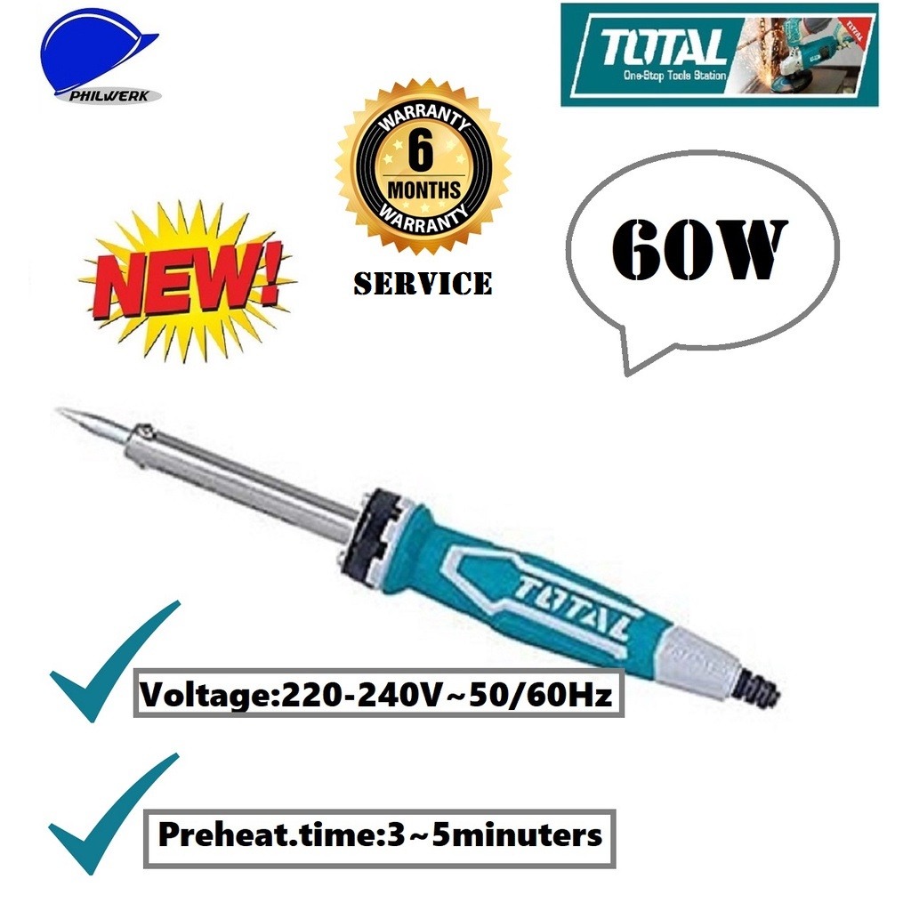 TOTAL Electric Soldering Iron 60W Straight TET1606, Commercial ...