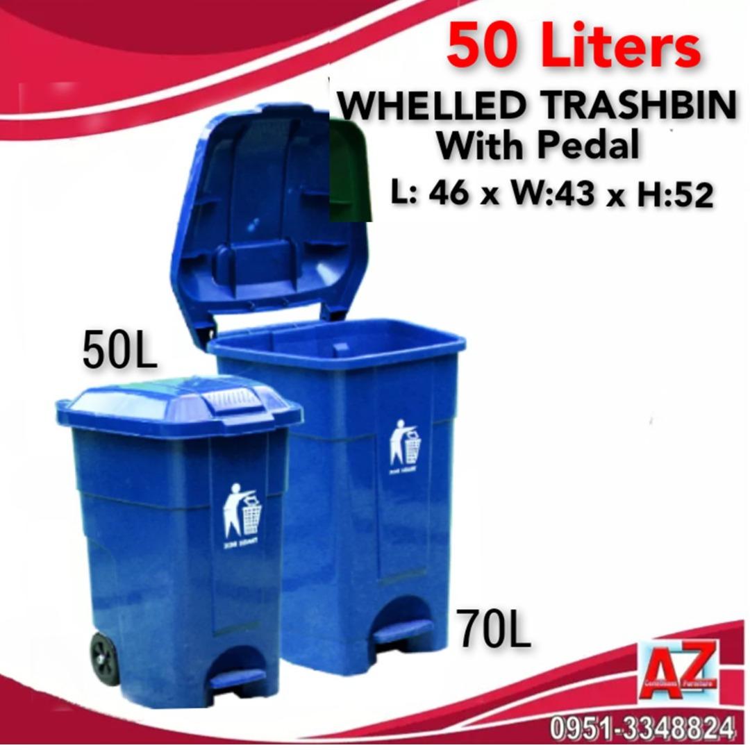 Trash Bin with Wheels with Pedal , Trash can, Trash bin, Recycle bin ...