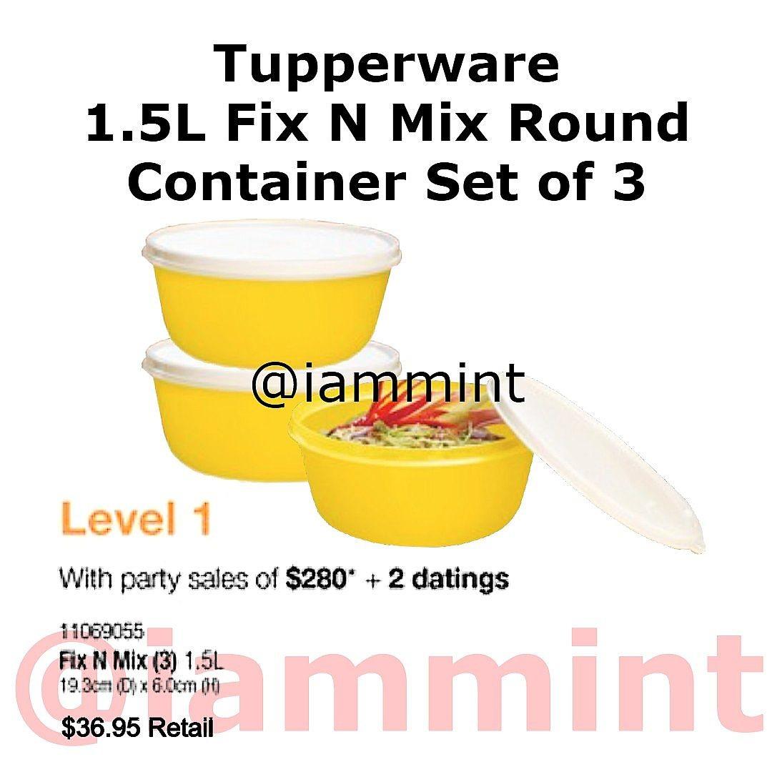Tupperware 1.5L Fix N Mix Round Modular Container Bowl Set of 3 ...