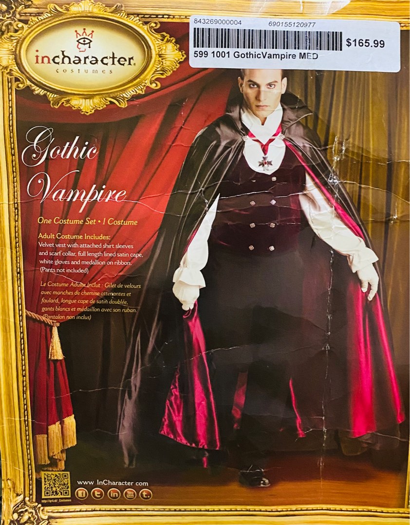 Vampire Costume for Men, Men's Fashion, Tops & Sets, Sets & Coordinates ...