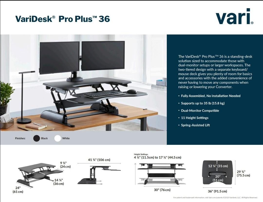 VariDesk Pro Plus 36 Sit and Stand Desk, Furniture & Home Living ...
