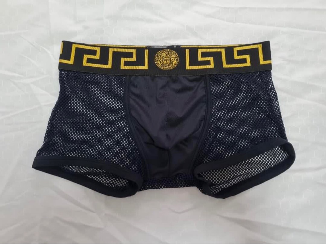 Versace logo Mesh Trunks, Men's Fashion, Bottoms, New Underwear on ...