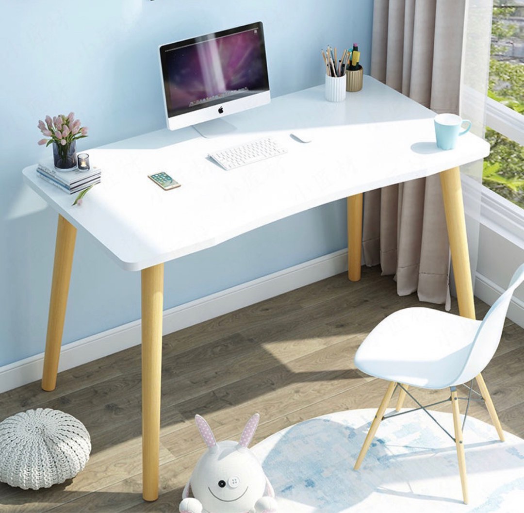White Nordic Study Table, Furniture & Home Living, Furniture, Tables ...