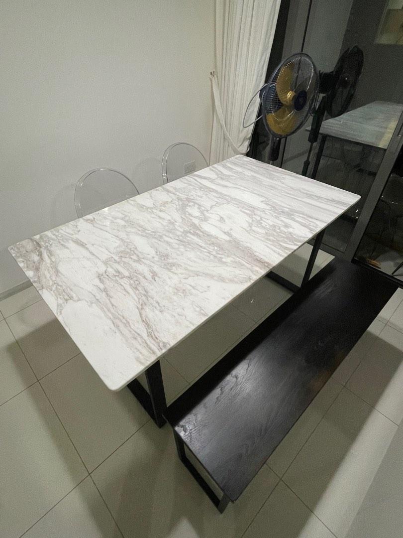 White volakas marble dining table, Furniture & Home Living, Furniture ...