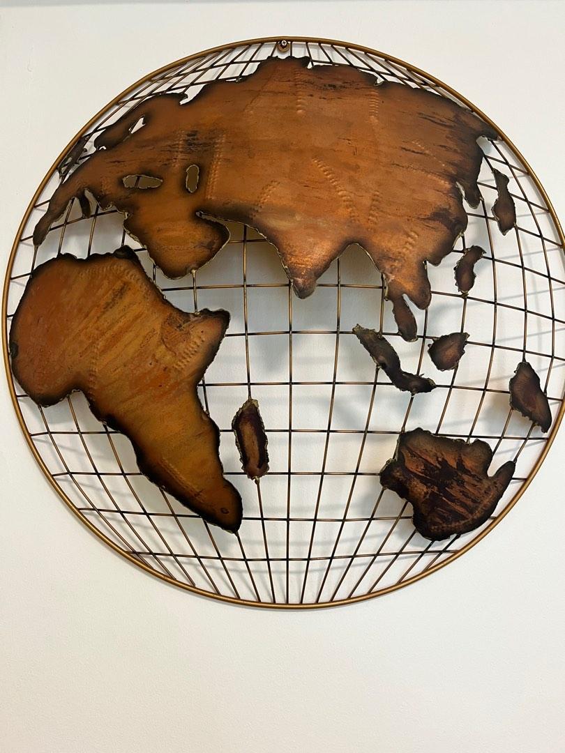 World map globe wall art, Furniture & Home Living, Home Decor, Wall ...