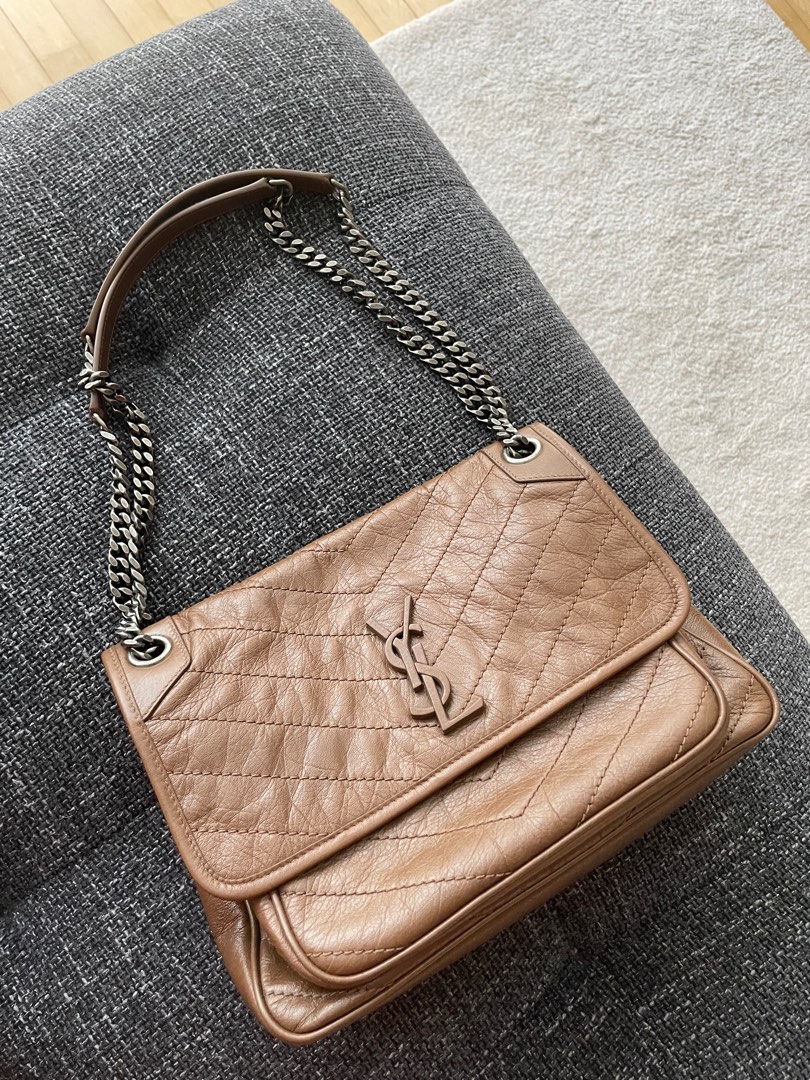 YSL NIKI MEDIUM - Crinkled Leather Brown - SAINT LAURENT, Luxury, Bags ...