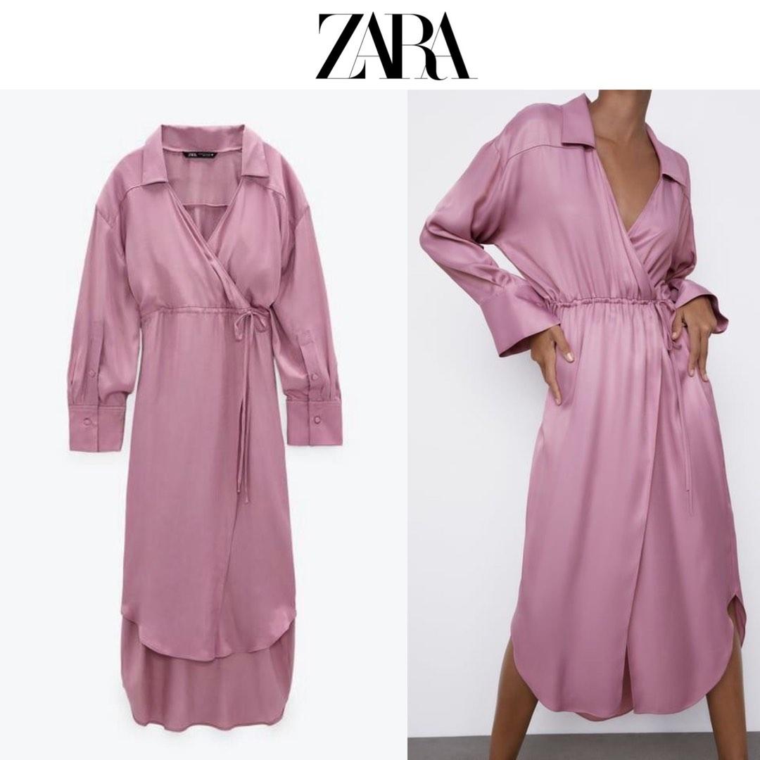 ZARA Satin Silk Midi Dress, Women's Fashion, Dresses & Sets, Dresses on ...
