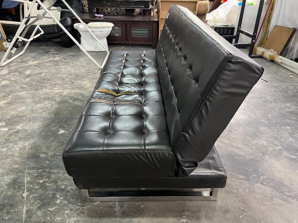 3 Seater Leather Sofa Bed Black Colour / Katil Sofa Kulit 3 Tempat ...