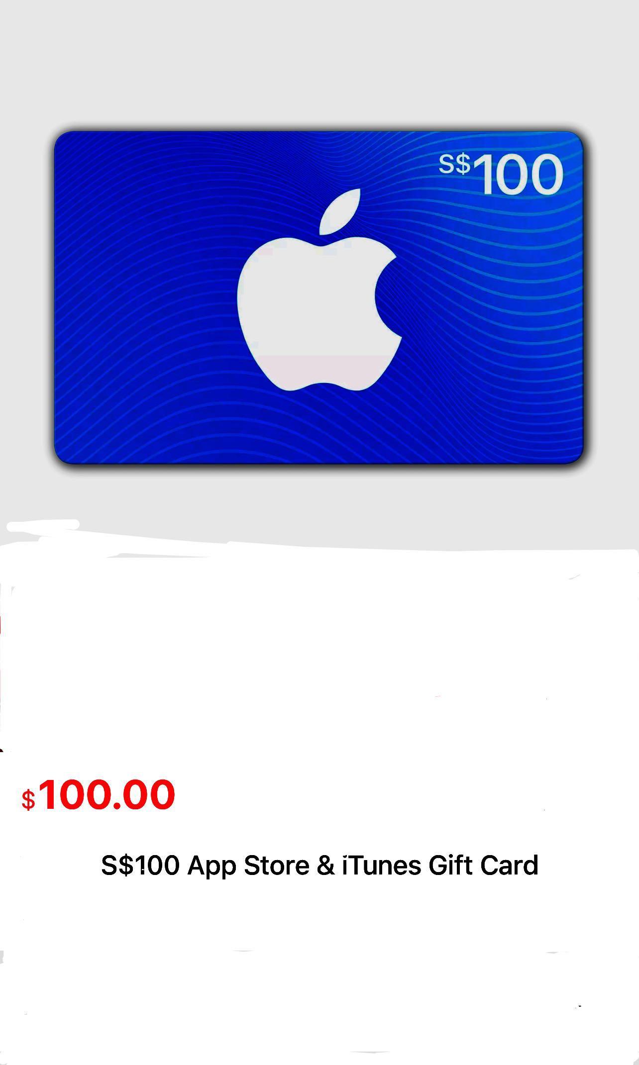 App Store , iTunes card SGD100, Tickets & Vouchers, Store Credits on ...