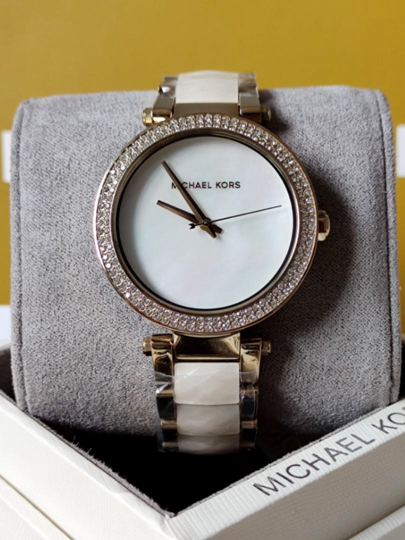 Authentic MK Parker White Watch, Women's Fashion, Watches & Accessories ...