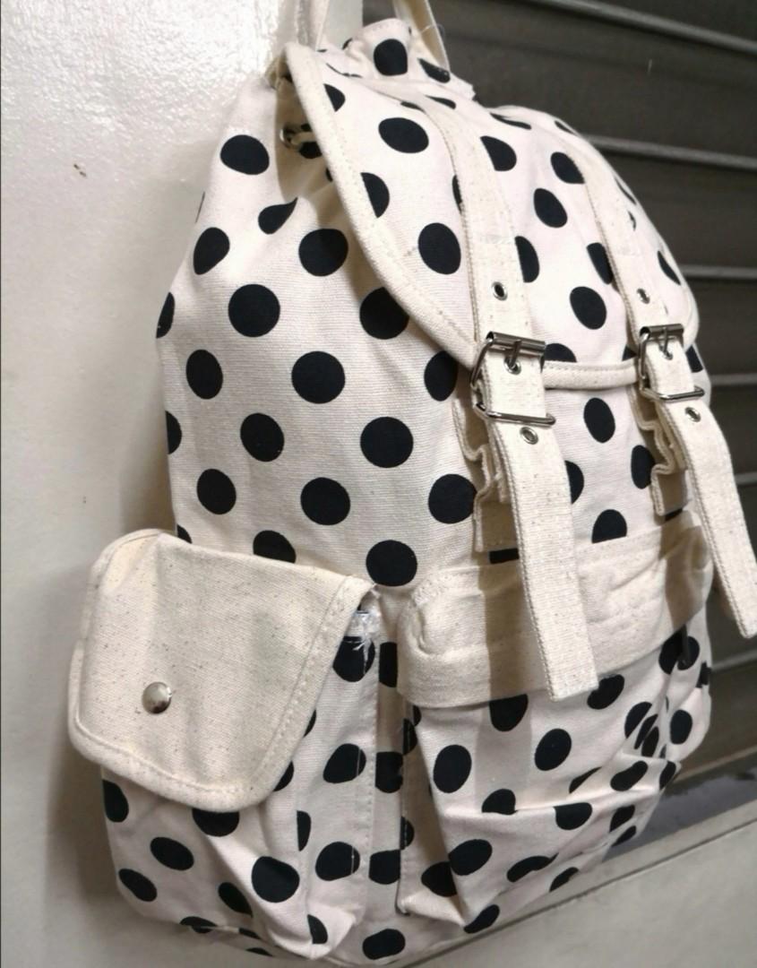 BACKPACK DOTS CANVAS, Women's Fashion, Bags & Wallets, Backpacks on ...