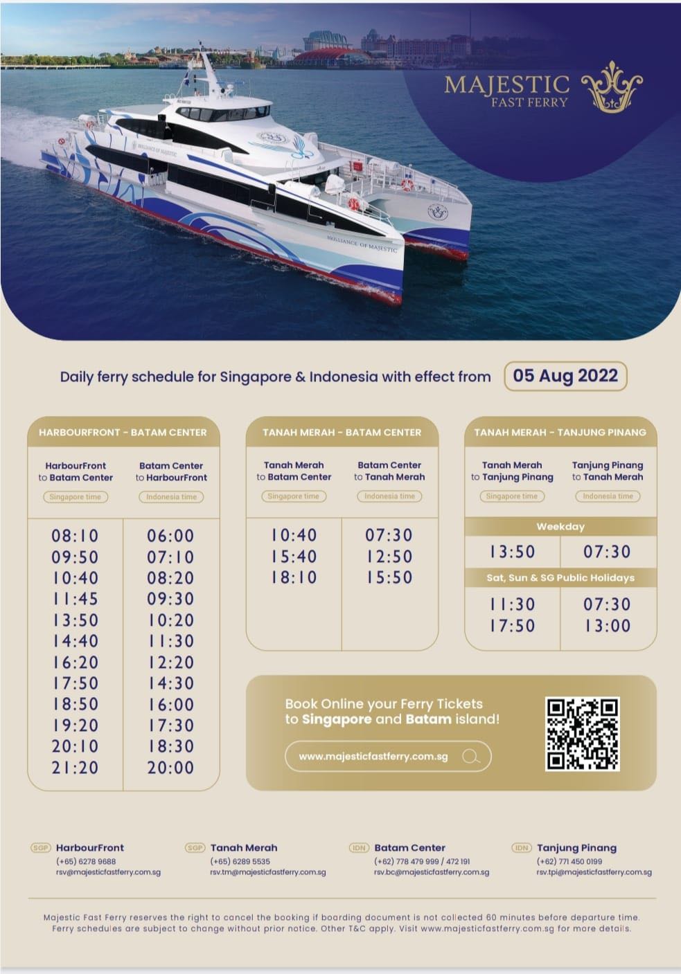 Batam Ferry Tickets 02 Ways Ferry Ticket - Majestic Fast Ferry (All ...