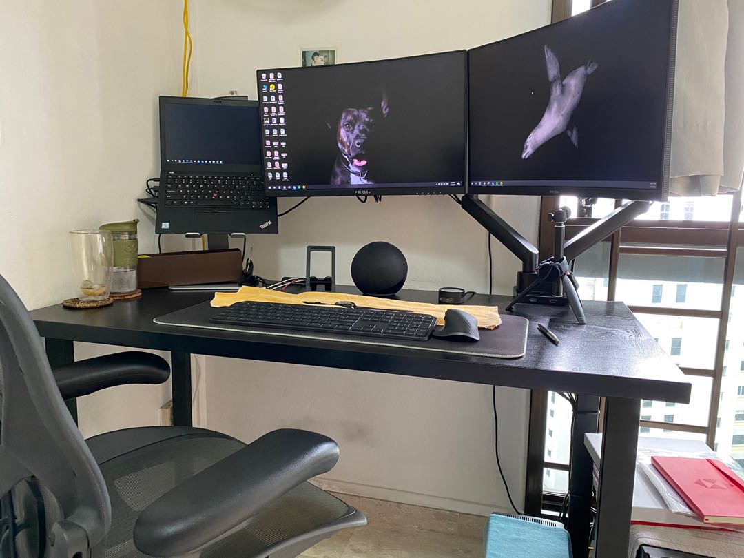 Black Computer Desk, Furniture & Home Living, Furniture, Tables & Sets ...