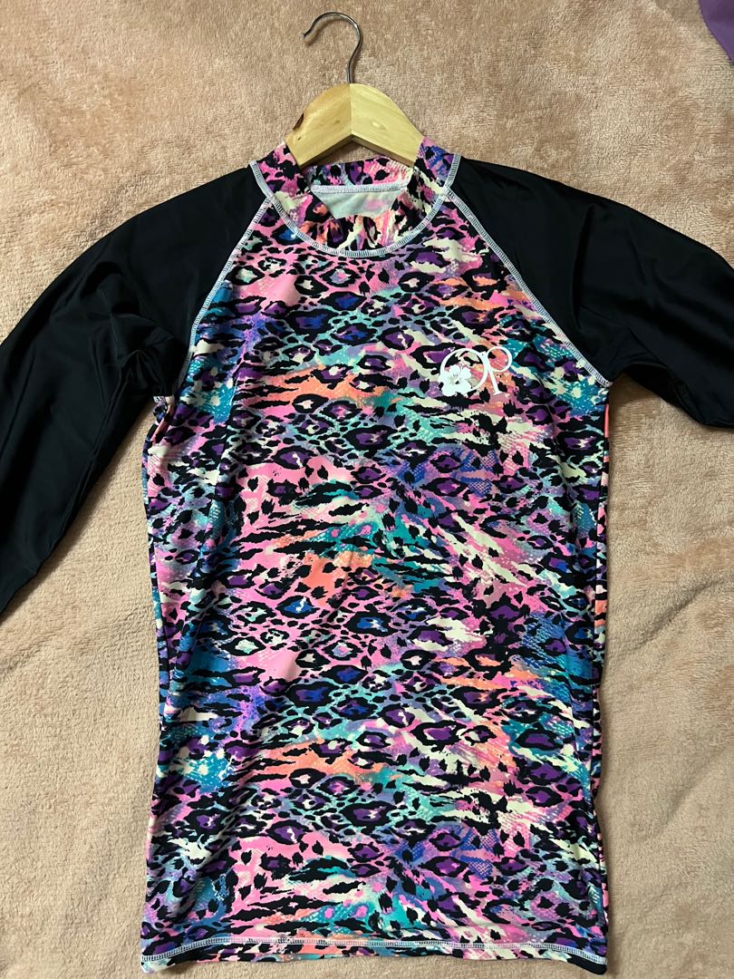 Colorful animal print Rashguard, Women's Fashion, Swimwear, Rash guard ...
